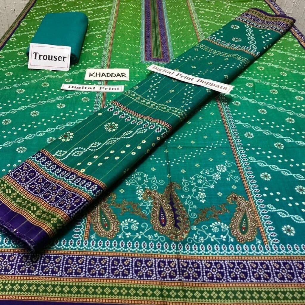 Binsaeed Original Kinari Design Khaadar 3 Piece - OYe Ji
