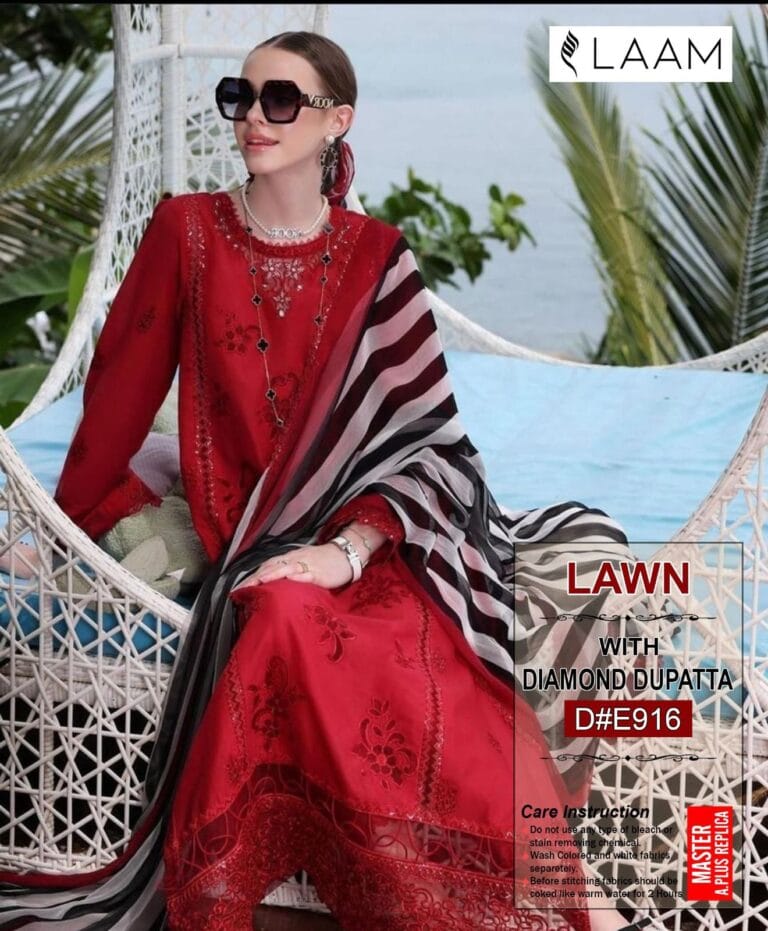 Laam Eid Collection 2024 Lawn 3 Piece Suit - Oye Ji